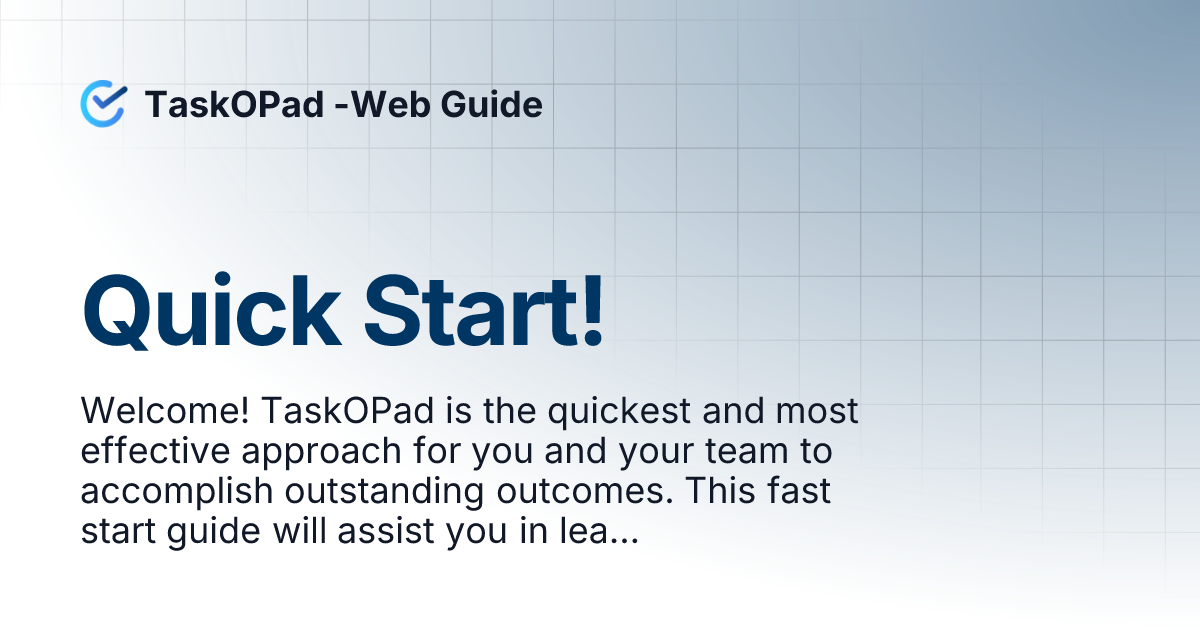 Quick Start Taskopad Web Guide